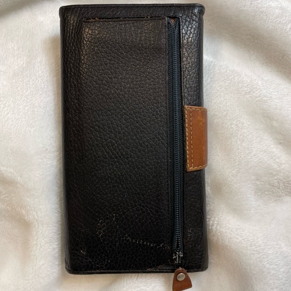 Fossil | Bags | Vintage Fossil Wallet Trifold Checkbook Black Pebbled ...
